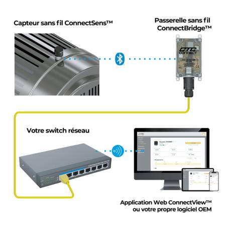 Capteur de Vibration et Température Sans Fil Monoaxial WS200